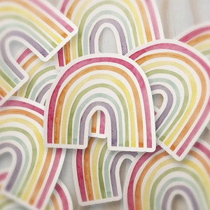Rainbow Sticker Watercolor Sticker Waterproof Vinyl Sticker - Etsy