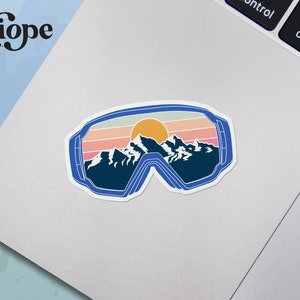 Ski Goggles Sticker, Mountain Sunset Decal, Waterproof Vinyl Sticker ...