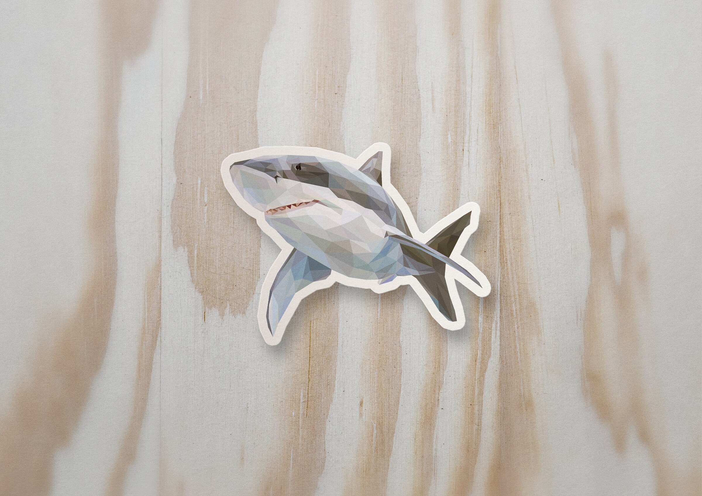 Geometric Great White Shark Sticker Week of Sharks - Etsy
