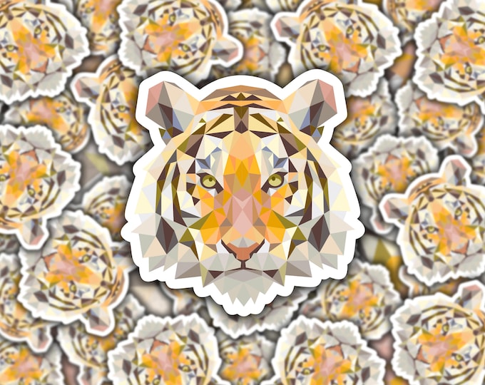 Geometric Tiger Sticker, Kaleidoscope Tiger Face Decal, King Tiger ...