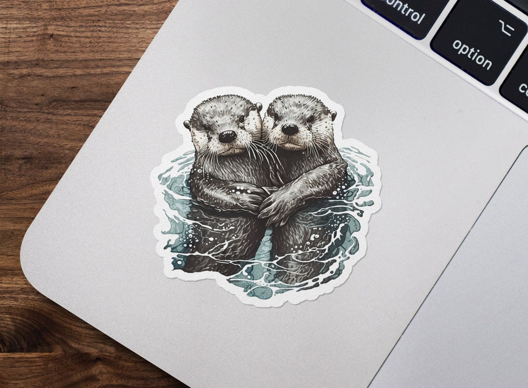 Cute Sea Otters Swimming Sticker, Adorable Animals, Otter Lover Gift ...