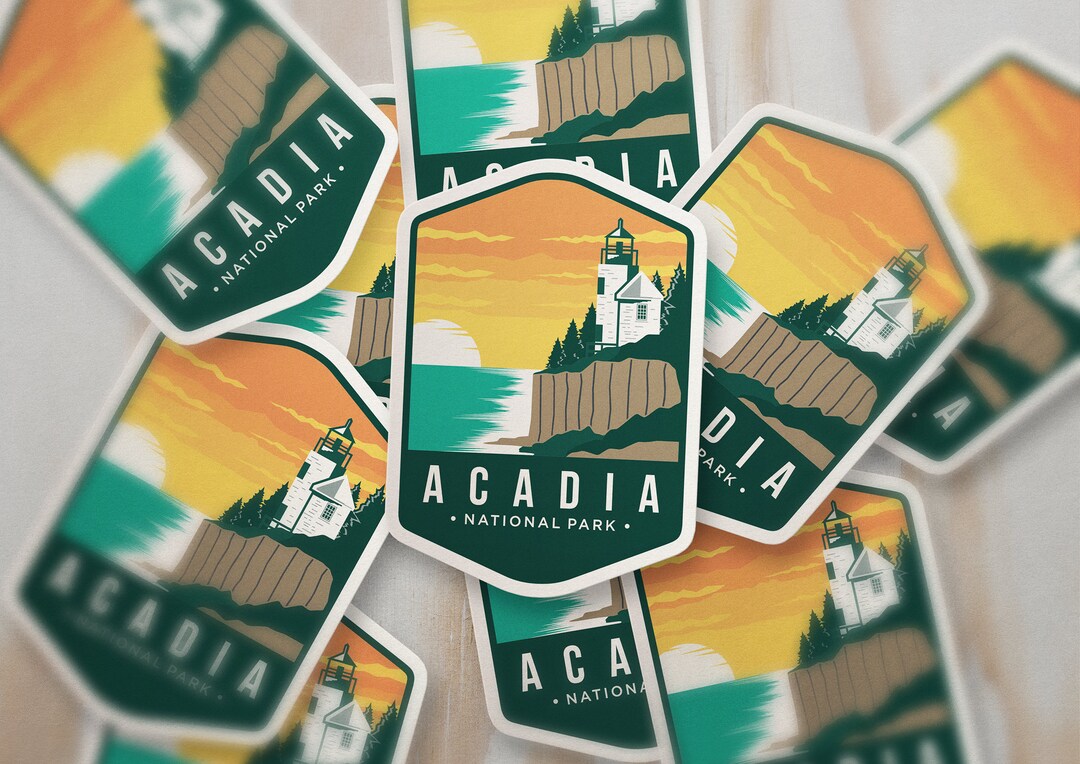 Acadia National Park Badge Sticker, US National Parks Decal, Waterproof ...