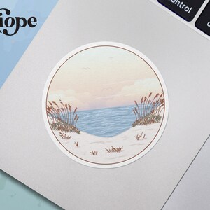 Beach Scene Sticker, Beach Grass Sunset Decal, Summer Theme Decal ...