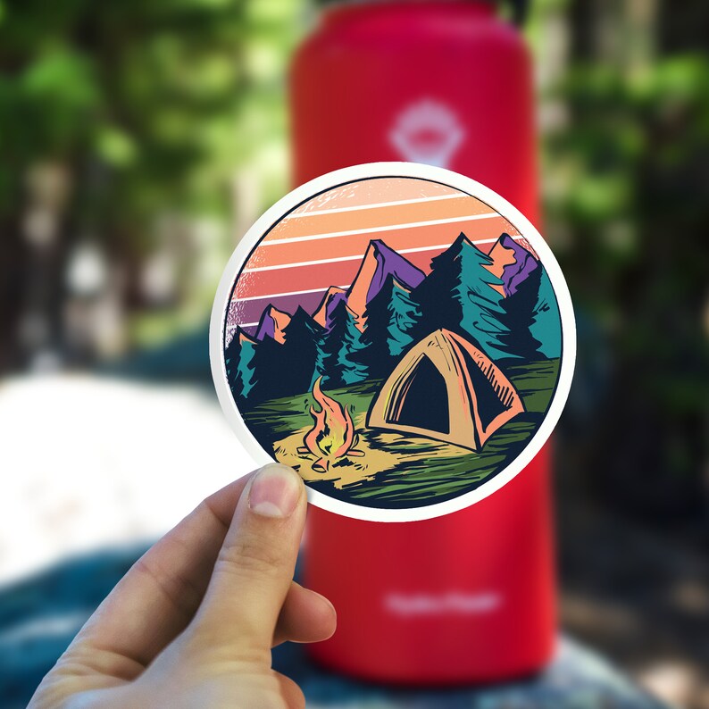 Camping Tent Sticker Camping Retro Decal Waterproof Vinyl - Etsy
