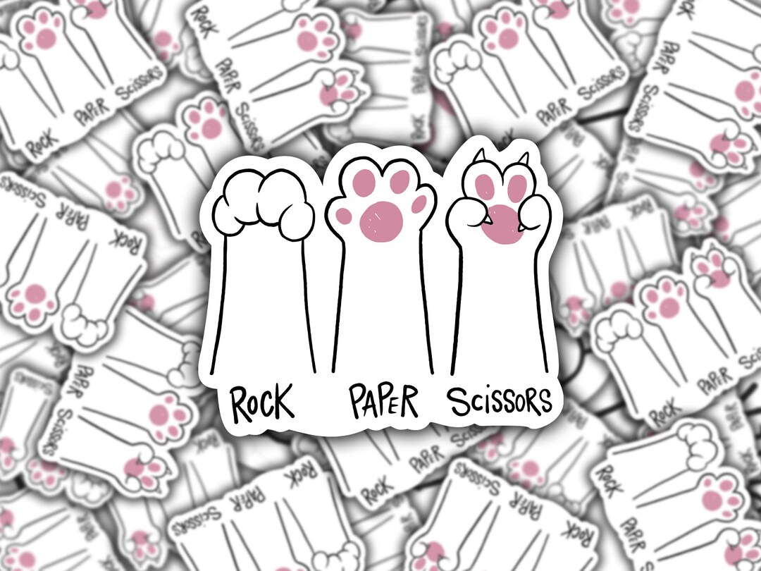 Cat Paws Sticker, Paper Rock Scissors, Funny Cat Sticker, Catitude ...