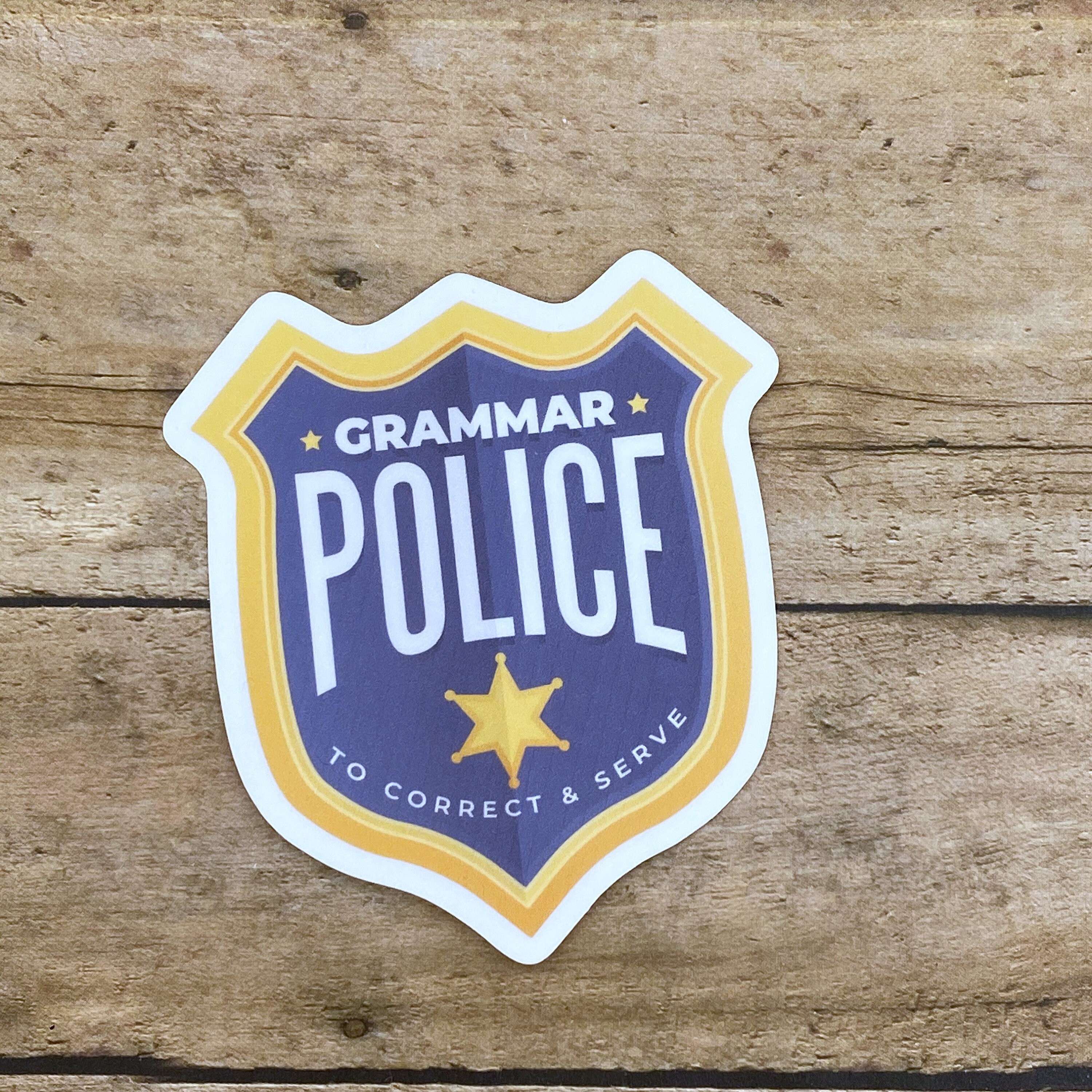 Grammar Police Badge Sticker Grammar Police Decal To Serve | Etsy