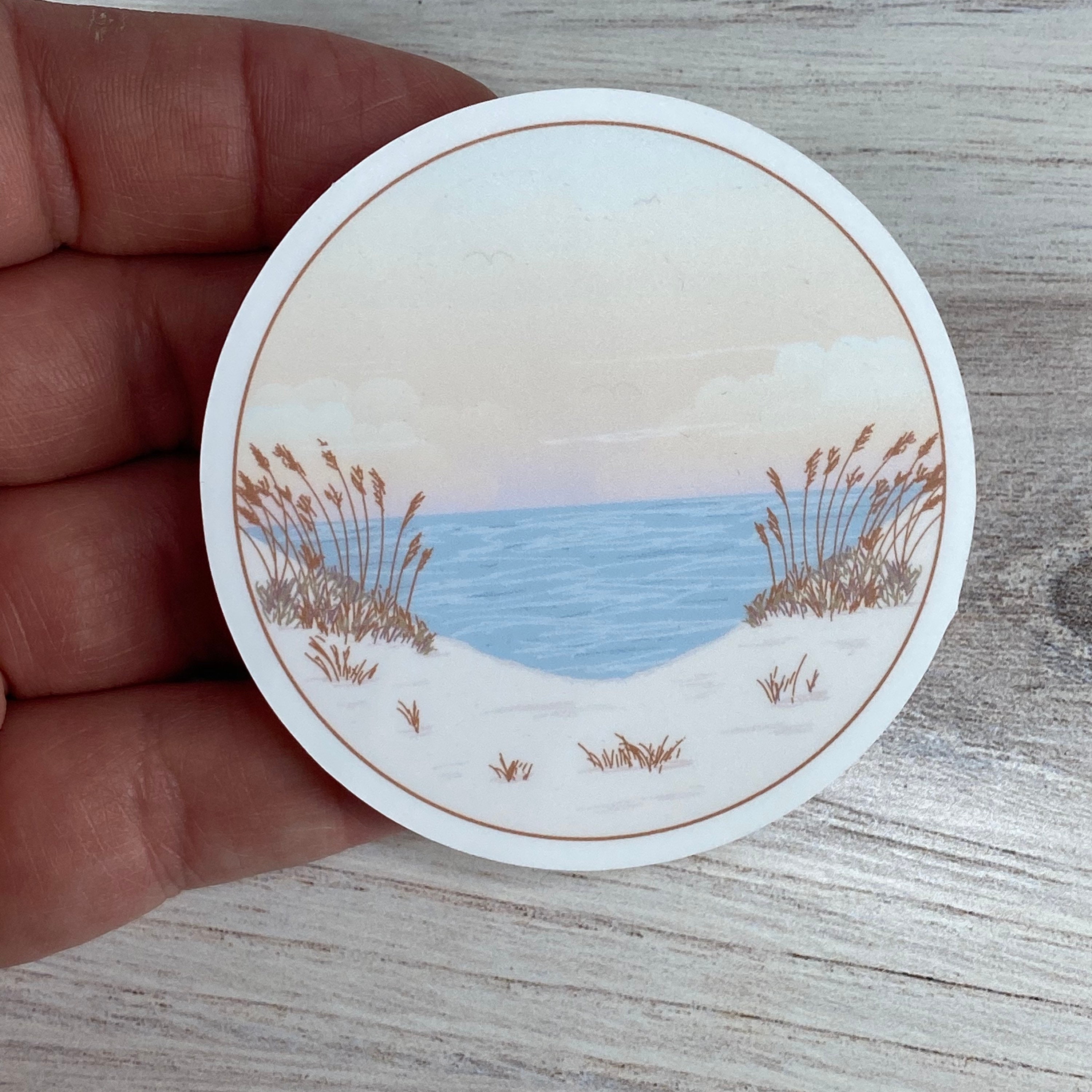 Beach Scene Sticker Beach Grass Sunset Decal Summer Theme - Etsy