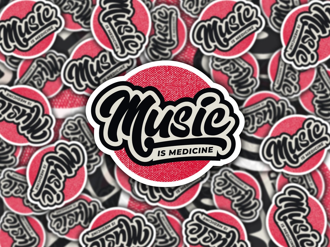 Music is Medicine Sticker, Music Themed Decal, Waterproof Vinyl Sticker ...