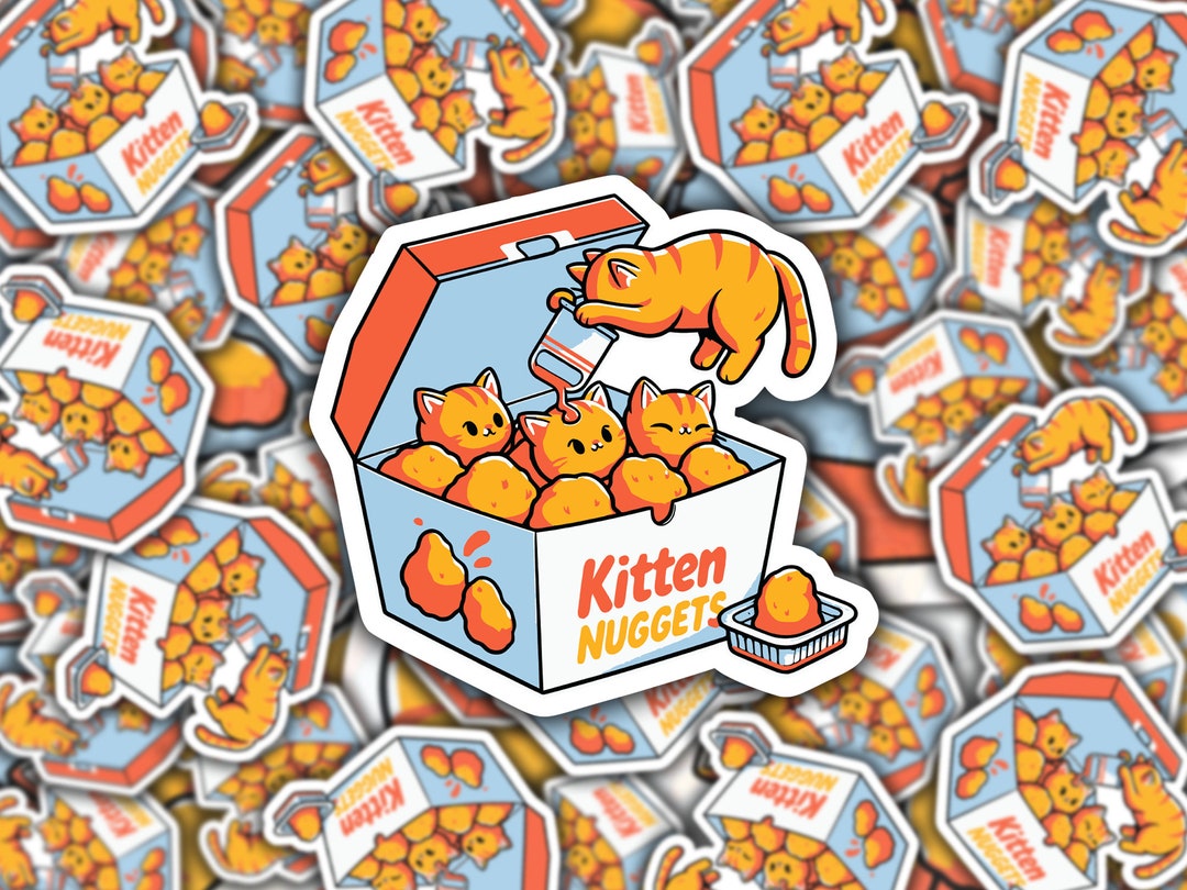 Kitten Nuggets Sticker, Funny Cat Chicken Nuggs Sticker, Cat Lover Gift ...
