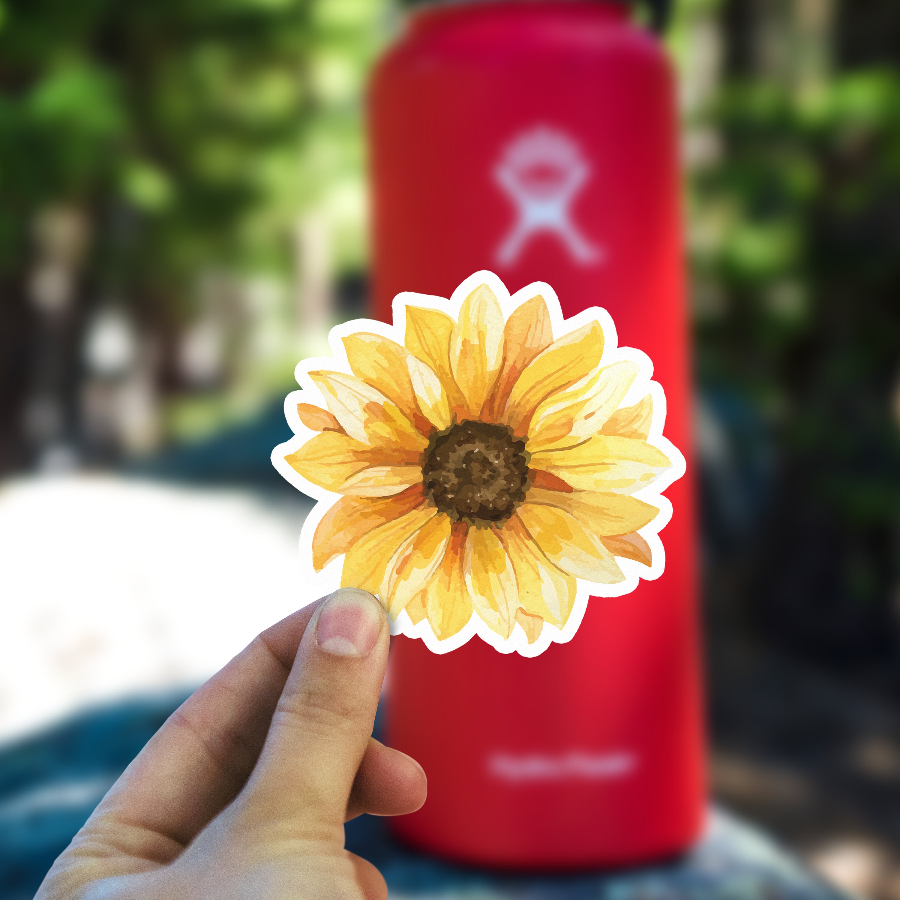 Yellow Sunflower Sticker Watercolor Decal Waterproof Vinyl | Etsy