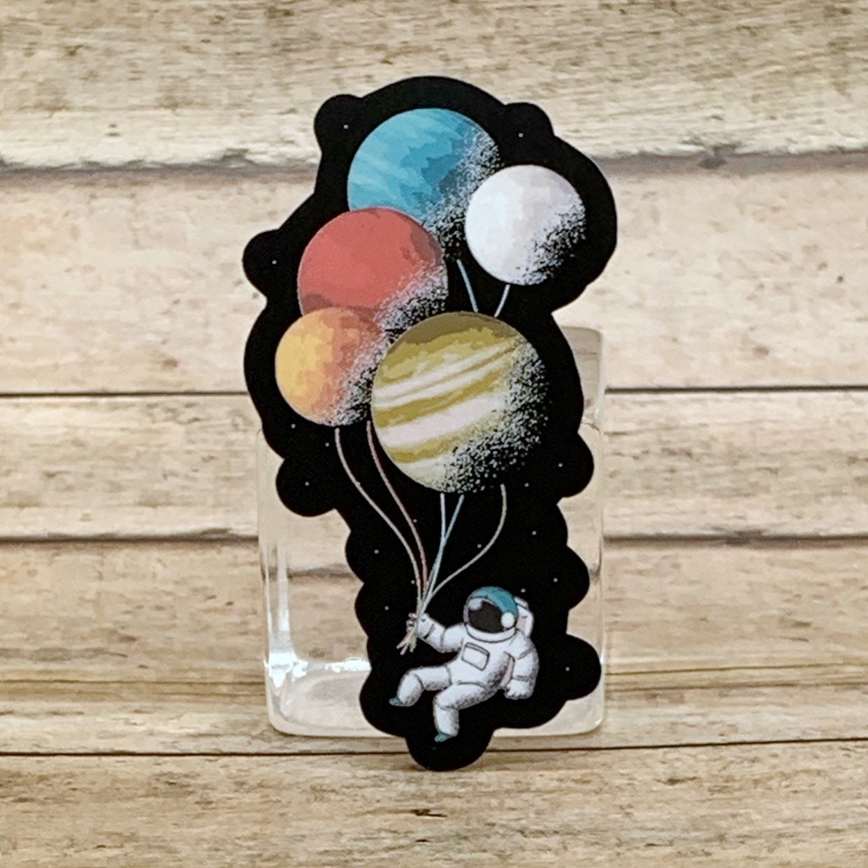 Astronaut With Planet Balloons Sticker Outer Space Decal - Etsy