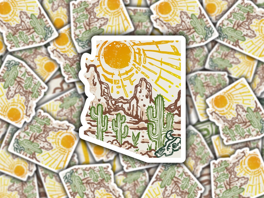 Arizona Desert Sun Landscape Sticker, AZ Souvenir, Phoenix, Scottsdale ...