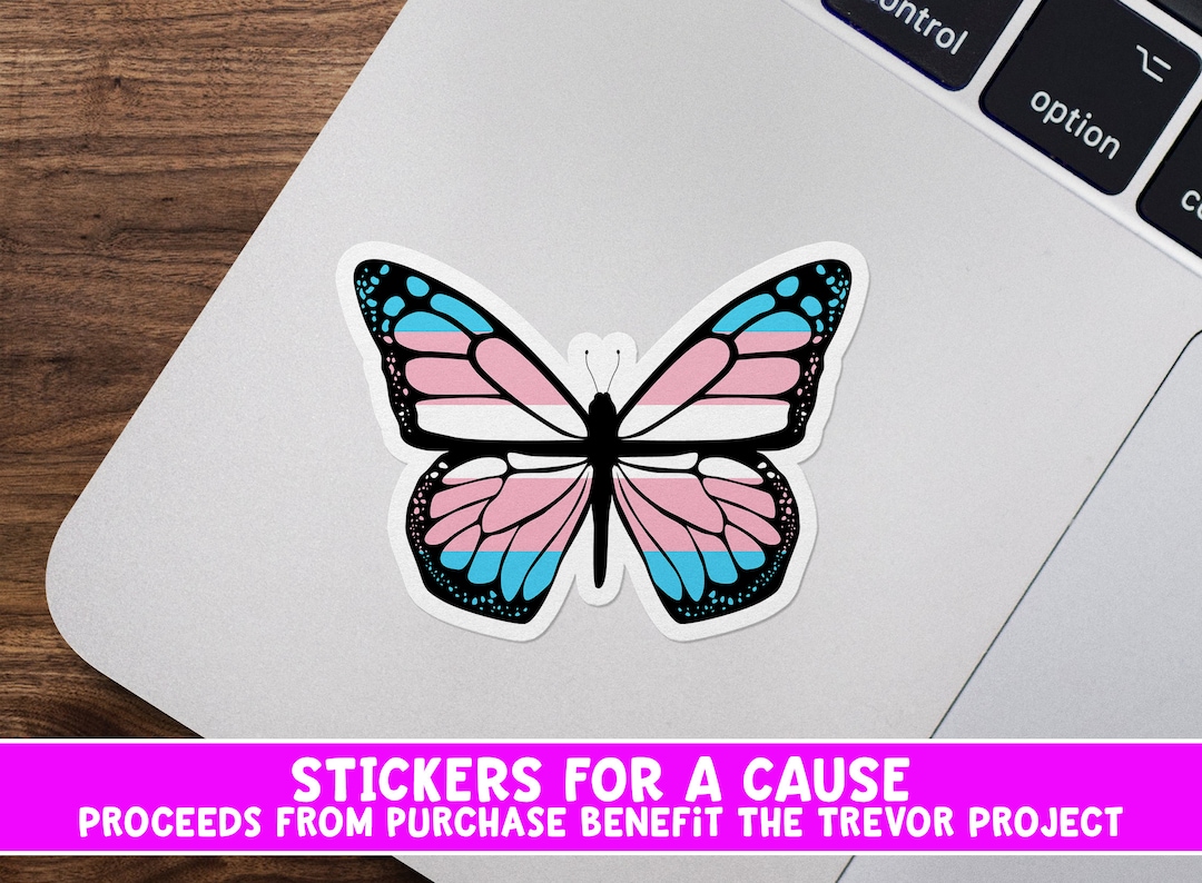 Transgender Flag Butterfly Sticker for a Cause, Trans Equality, Trevor ...