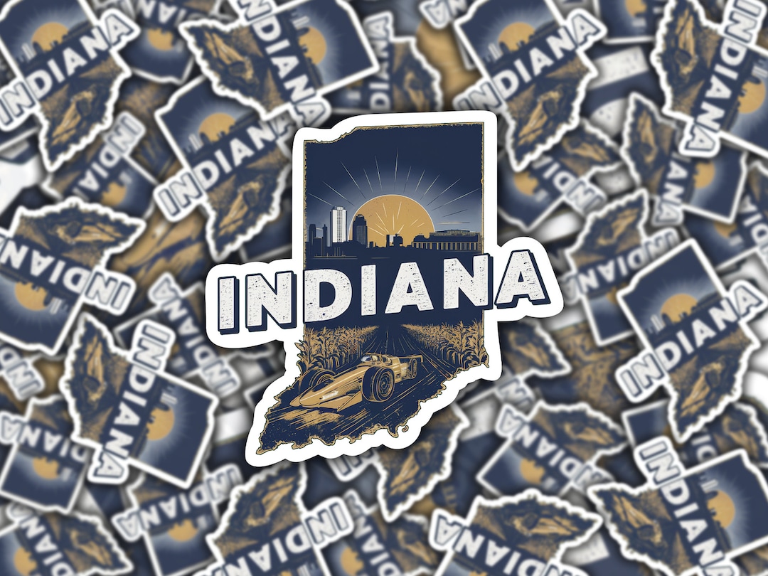 Indiana State Retro Travel Souvenir Design Sticker, IN Keepsake, Love ...