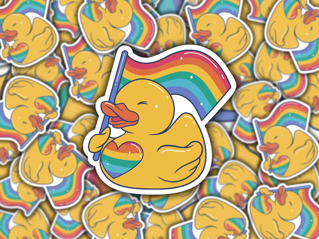 Pride Rubber Duck Sticker, Happy Rubber Ducky, Rainbow Flag, Celebrate ...