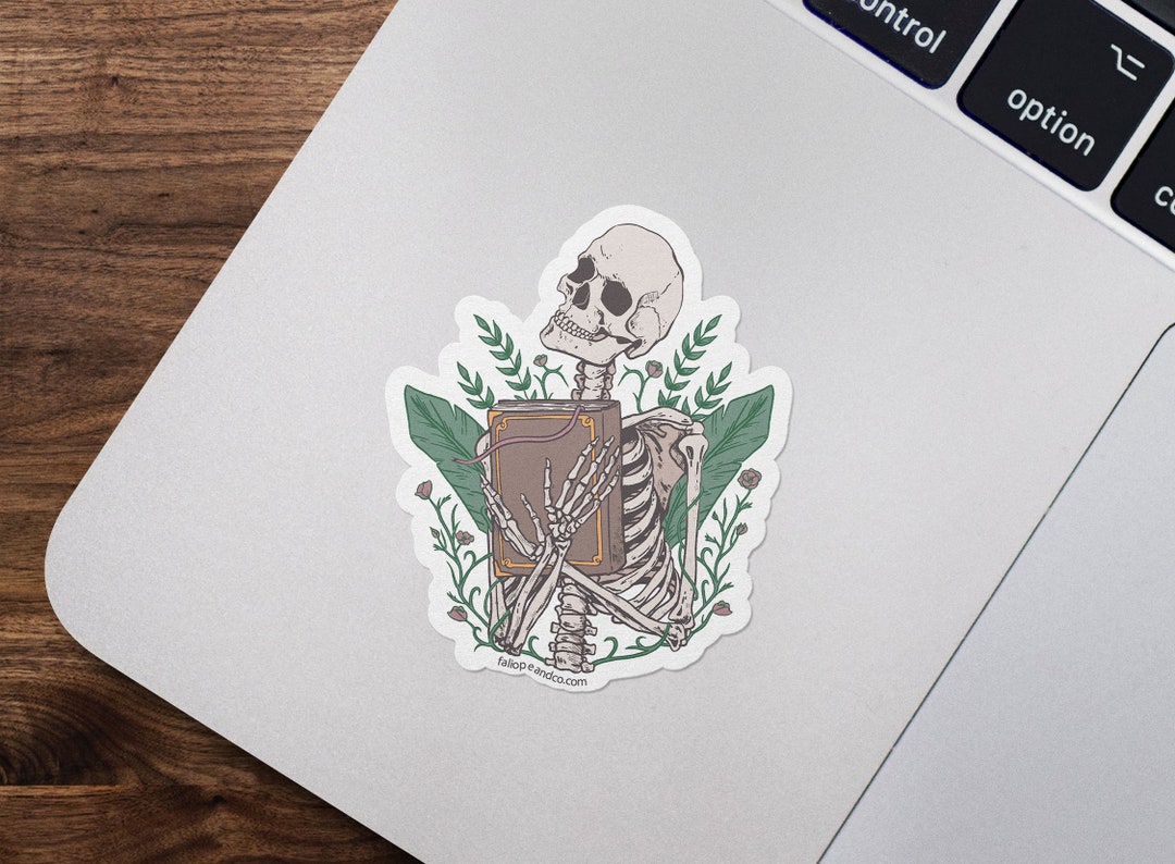 Book Loving Skeleton Sticker, Love Reading Books, Read to Death, Reader ...