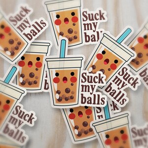 Suck My Balls Boba Tea Sticker, Funny Inappropriate, Bubble Tea, Milk ...