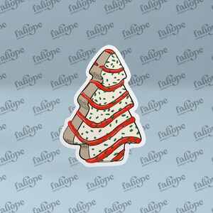 Christmas Tree Snack Cake Waterproof Vinyl Sticker for Water Bottle and ...