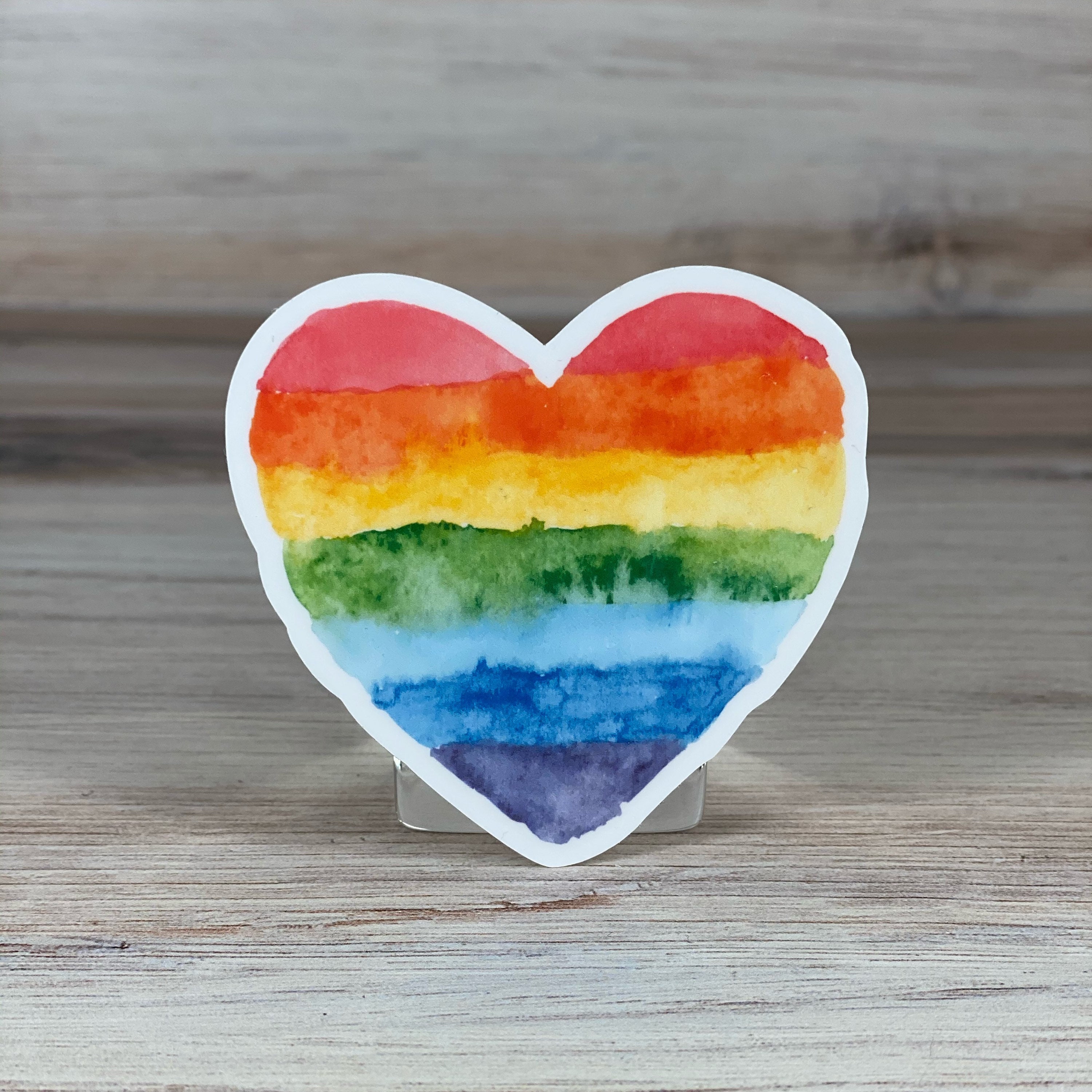 Rainbow Heart Sticker Pride Sticker Waterproof Vinyl | Etsy