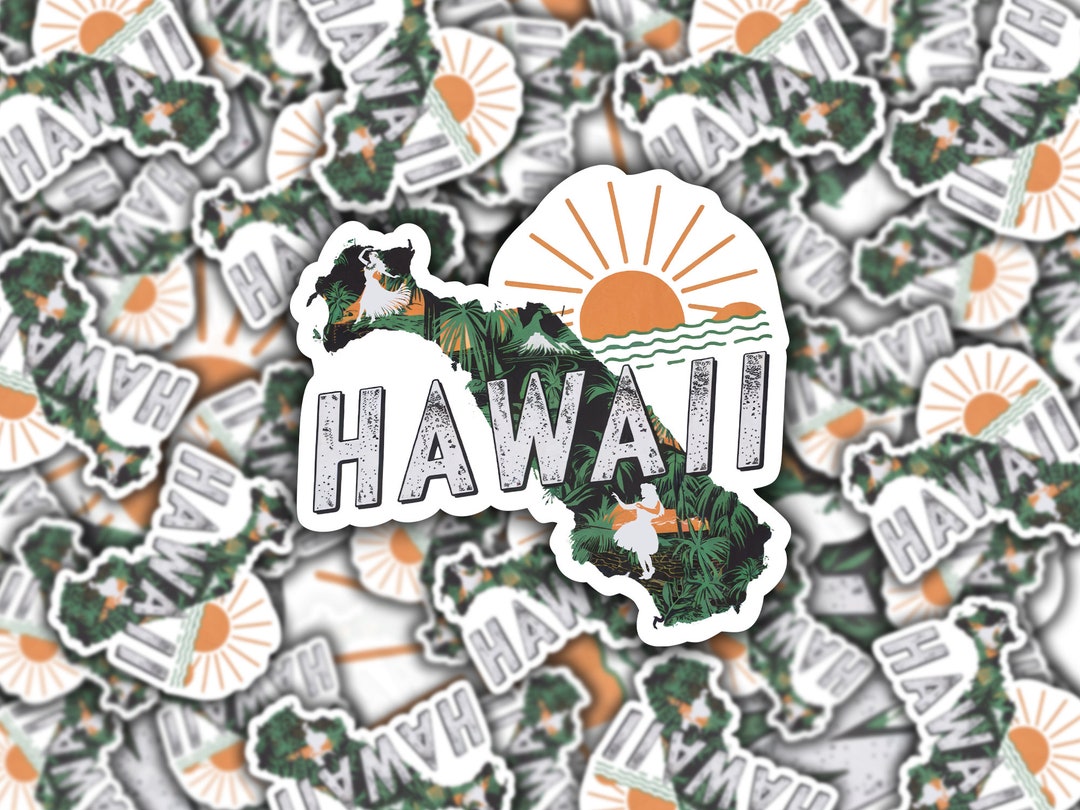 Hawaii State Retro Travel Souvenir Design Sticker, HI Keepsake, Love ...