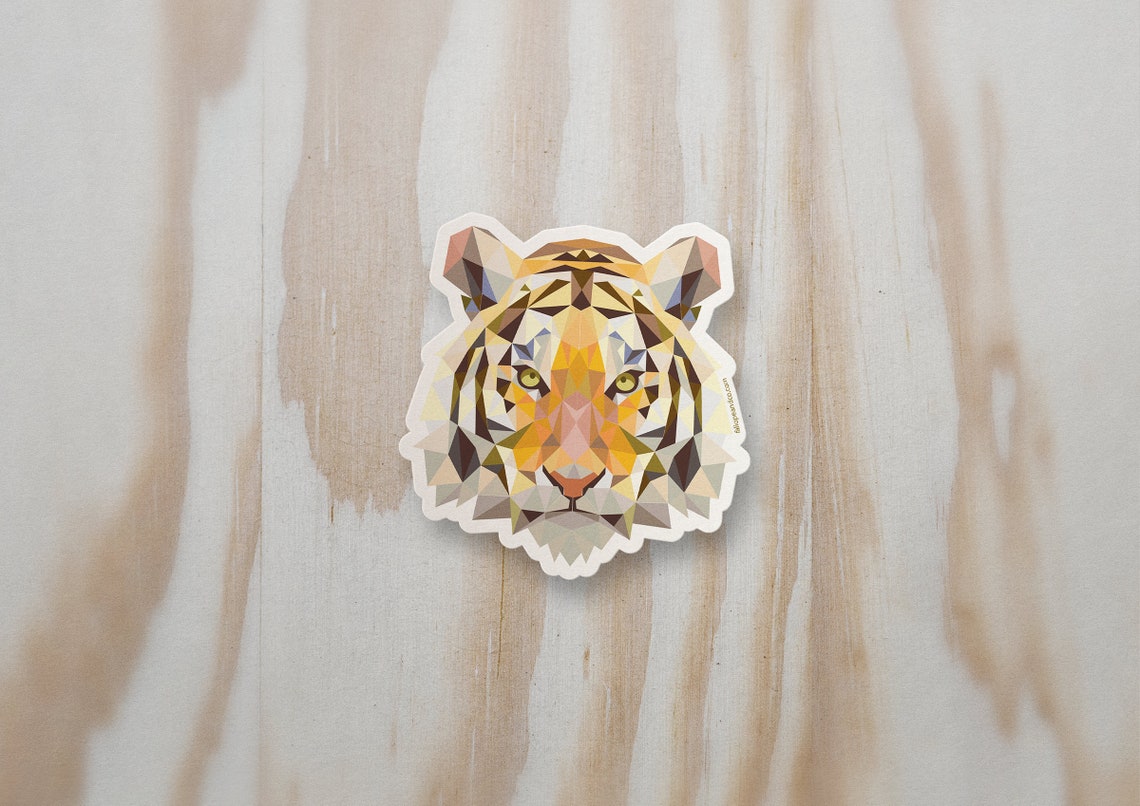 Geometric Tiger Sticker Kaleidoscope Tiger Face Decal King - Etsy