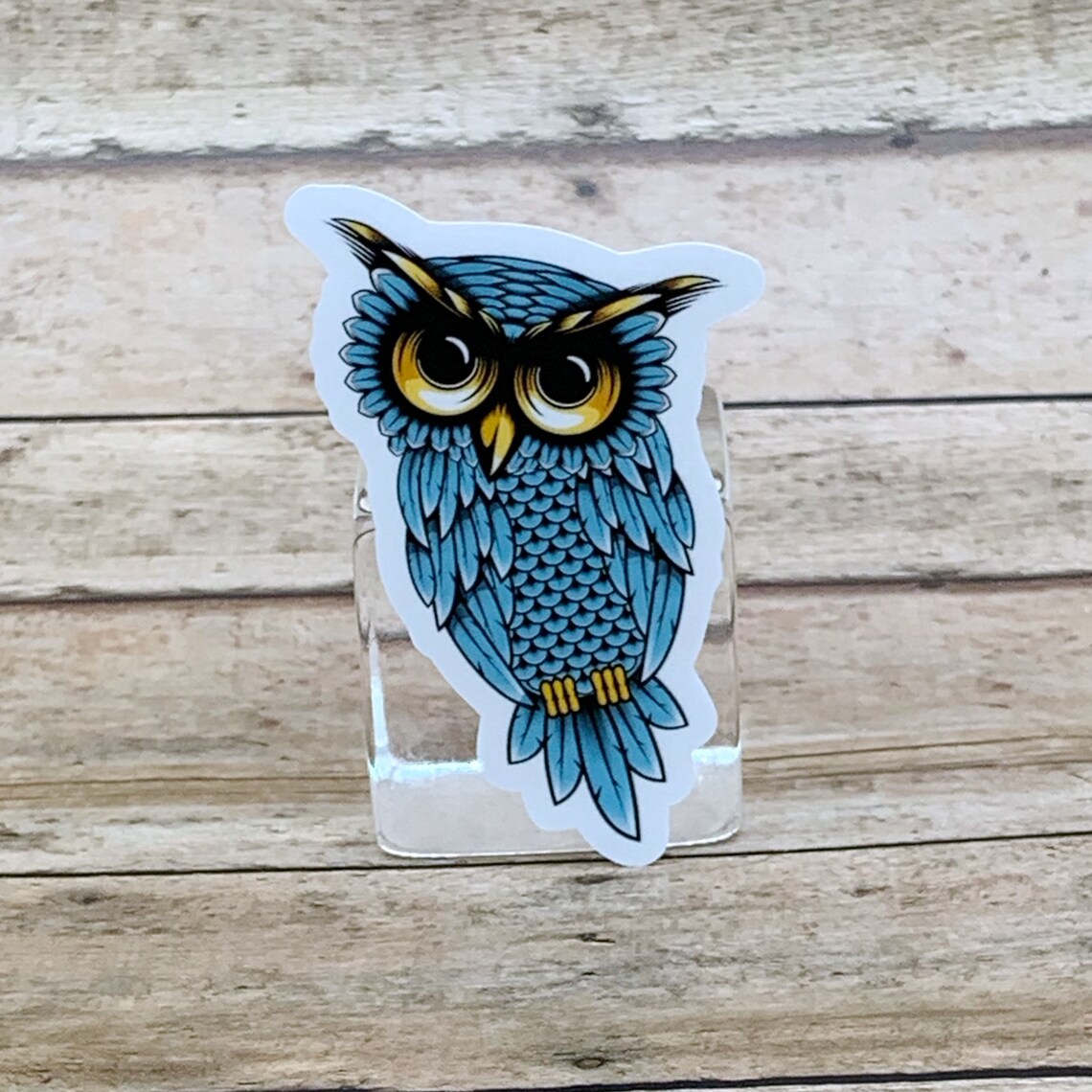Teal Owl Sticker Aqua Owl Decal Waterproof Vinyl Sticker for - Etsy