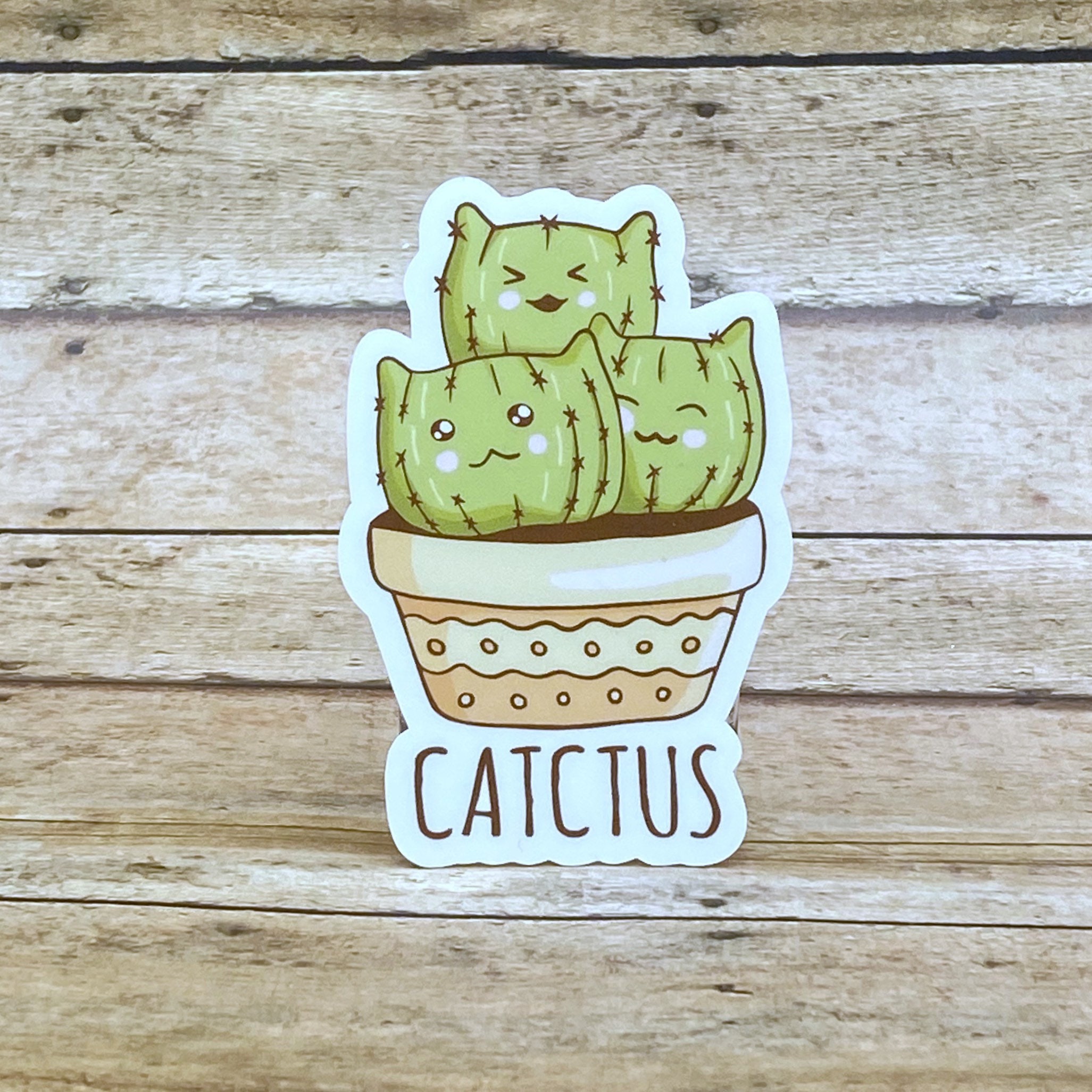 Funny Cactus Cat Sticker Cactus Decal Catctcus Hand Drawn - Etsy