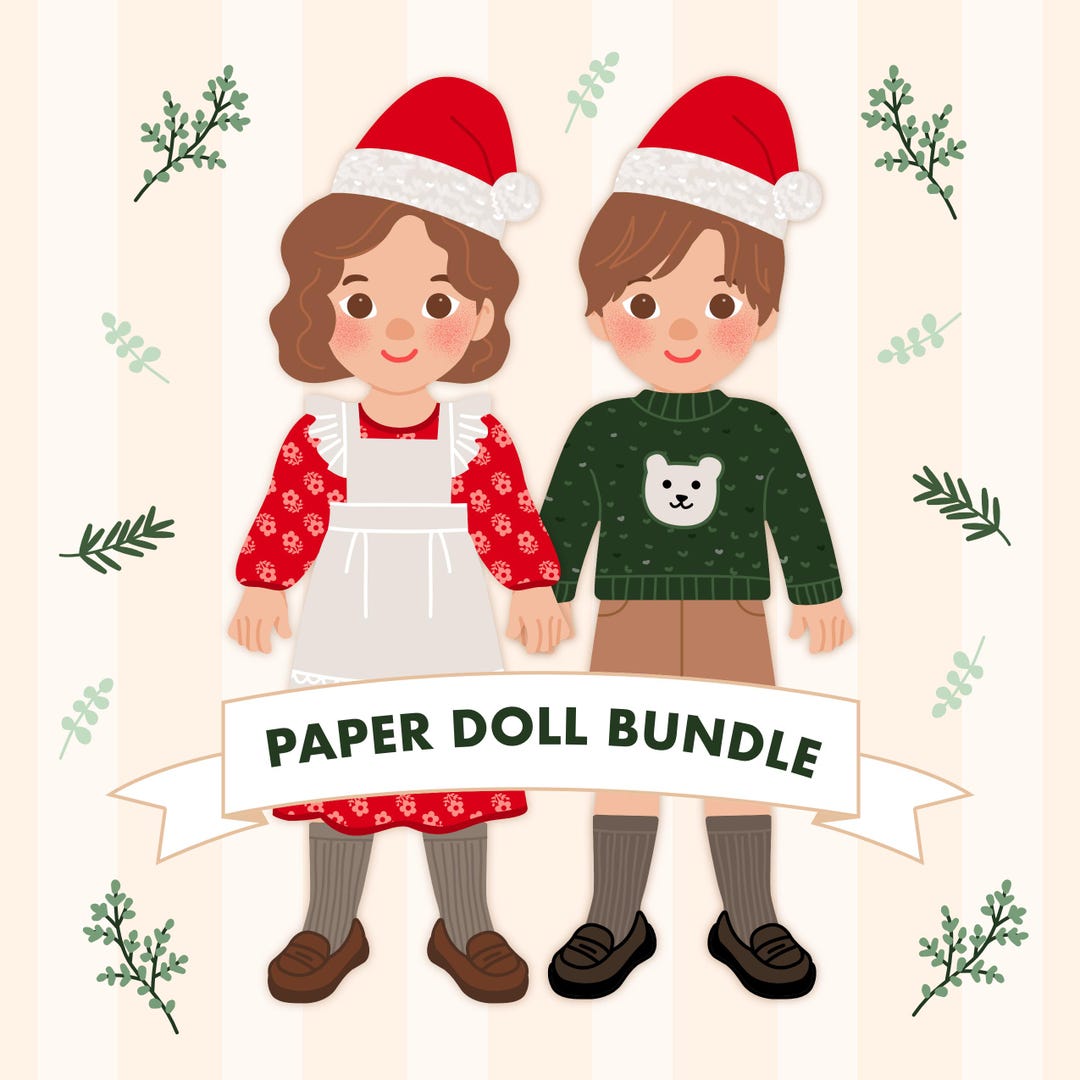 Printable Christmas Paper Dolls Bundle | Girl & Boy Holiday Dolls | Mix ...