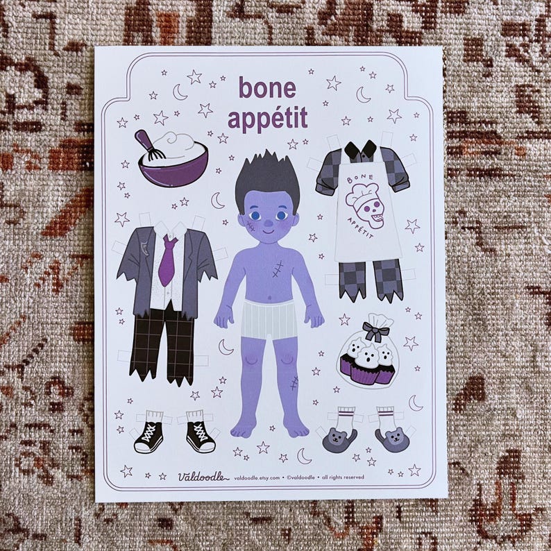 Printable Paper Doll | Halloween Zombie Cupcake Baker Boy With Coloring ...