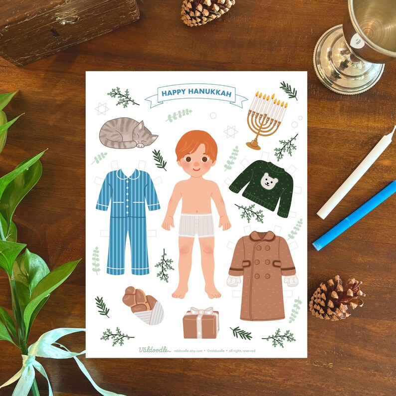 Printable Hanukkah Paper Dolls Bundle Girl & Boy Holiday Dolls Mix ...
