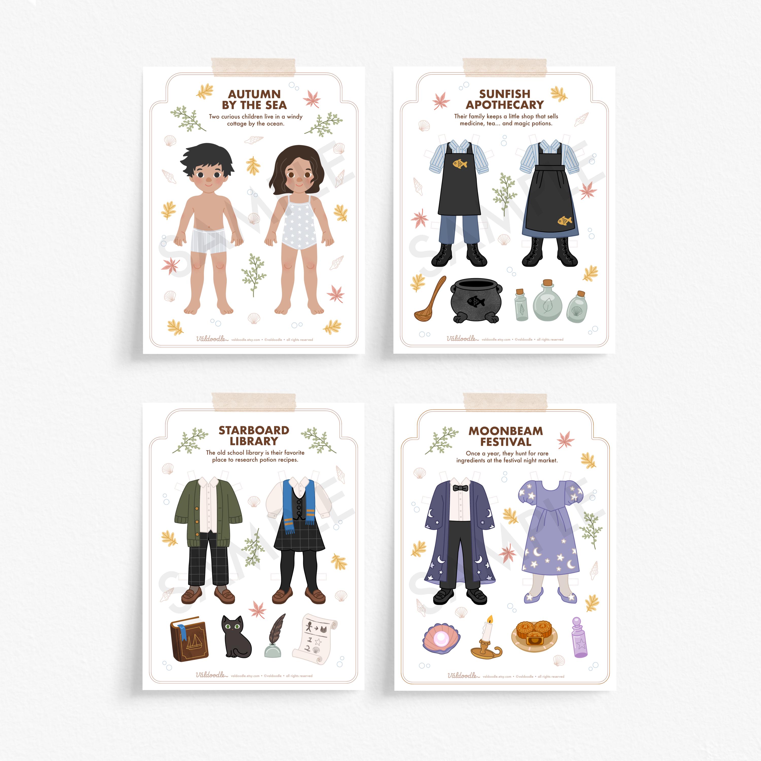 Printable Paper Dolls | Autumn by the Sea | DIY Activity Craft for ...