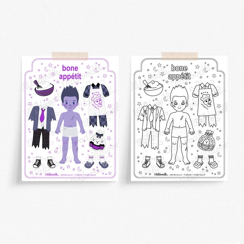 Printable Paper Doll | Halloween Zombie Cupcake Baker Boy With Coloring ...