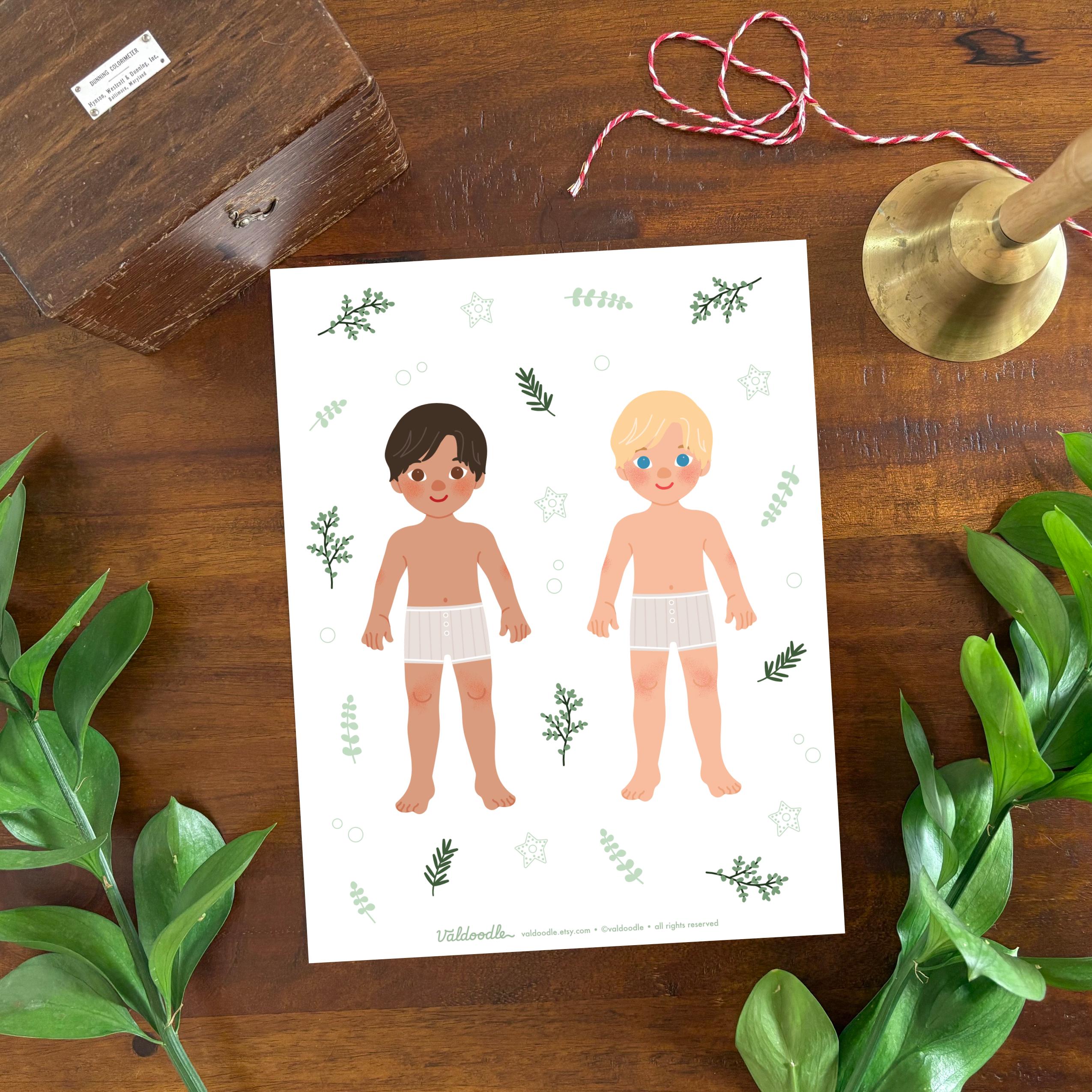 Printable Christmas Paper Dolls Bundle | Girl & Boy Holiday Dolls | Mix ...