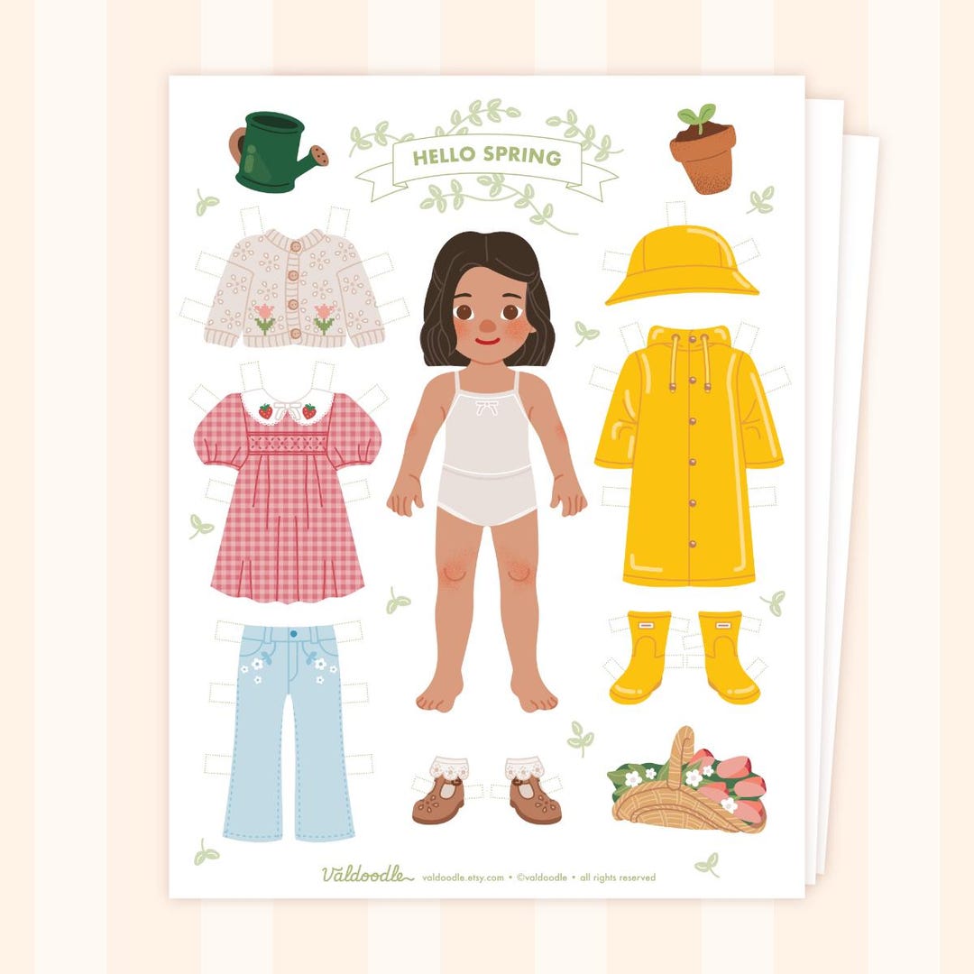 Spring Paper Doll Printable for Kids – Easter Craft Activity – Cut Out ...