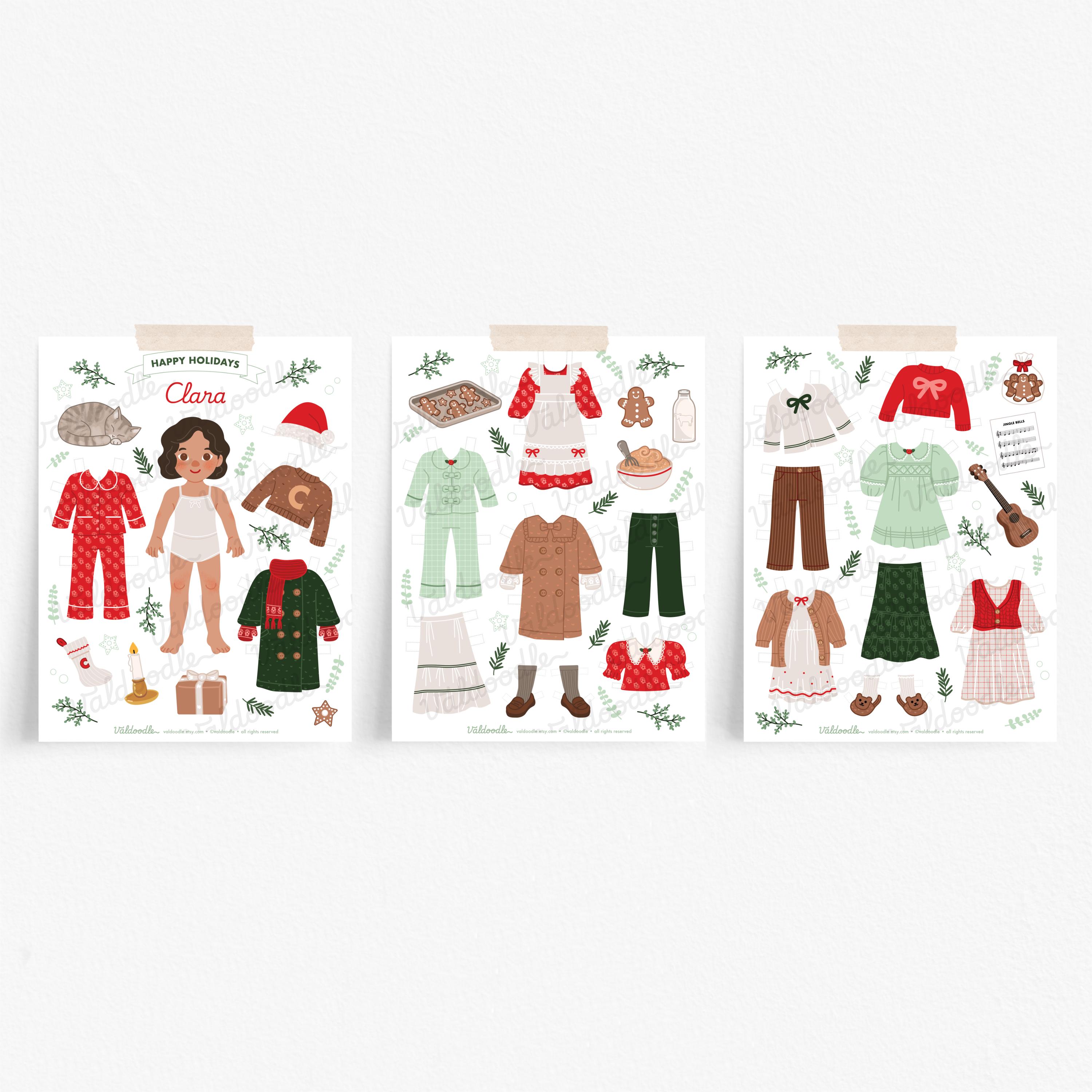 Custom Holiday Paper Doll Cute Christmas Winter Montessori Activity for ...