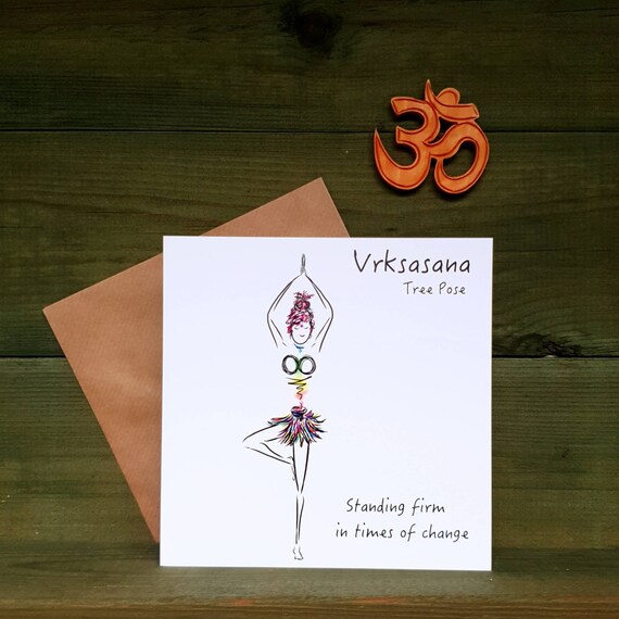 Yoga Greeting Card Tree Pose Yoga Blank Card Yoga | Etsy