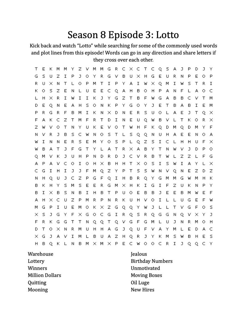The Office Word Search season 8 - Etsy
