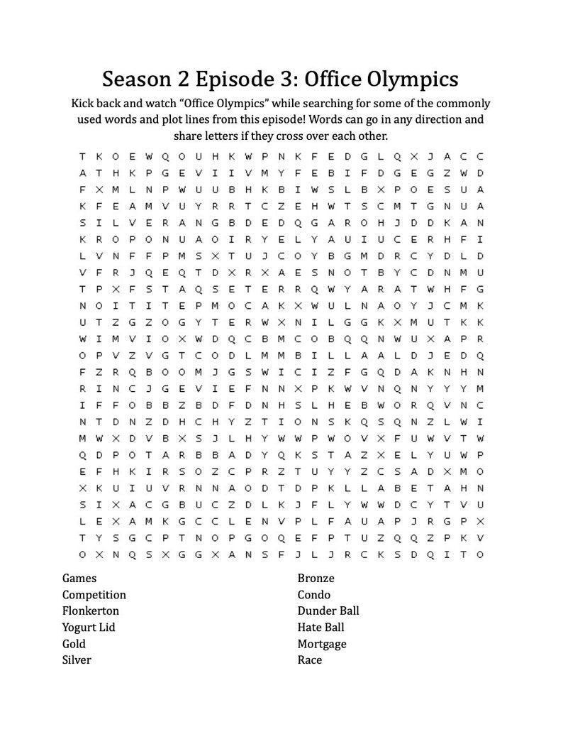 The Office Word Search season 2 - Etsy