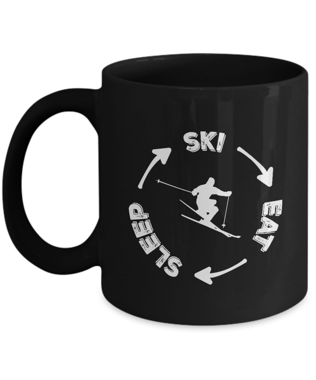 Skiing Mug, Eat Sleep Ski Mug is a Great Skiing Gift for Skier Get ...