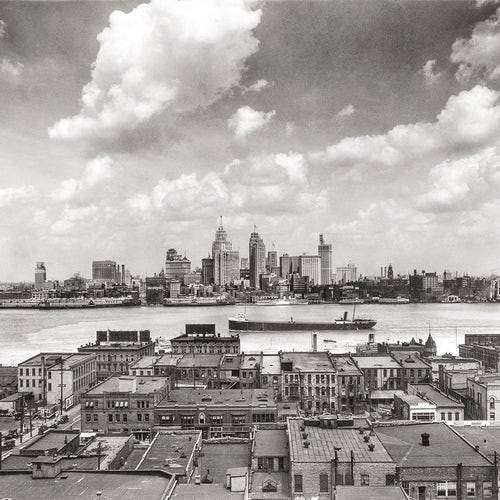 Old Detroit Skyline Photo Detroit Michigan and Detroit River - Etsy