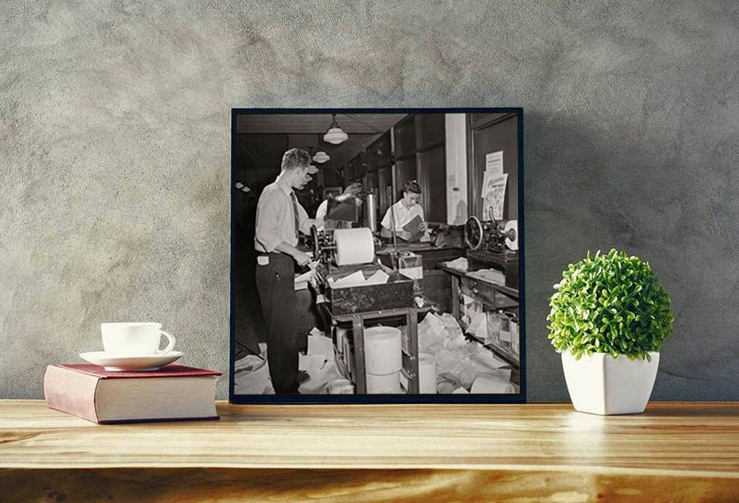 New York Times Photo, Newspaper Wire Room, Copy Boys, Black and White ...