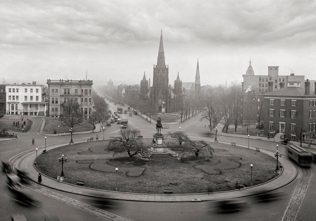 Old Washington DC Photo, Thomas Circle, Photography, Print, Black and ...