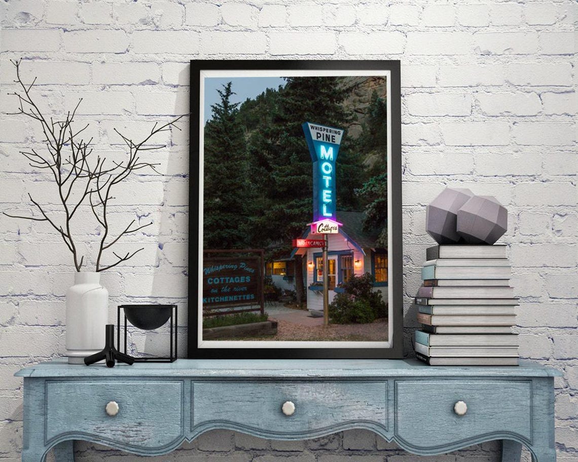 Whispering Pines Motel Photo: Vintage Neon Sign, Estes Park Print - Etsy