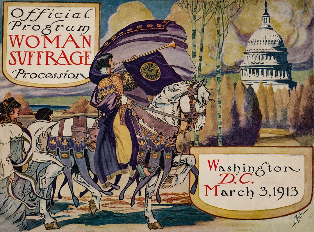 Suffragettes Protesting Poster, Women's March 1913, Equal Pay, Voting ...