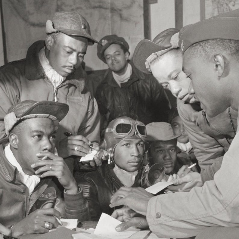 African American Tuskegee Airmen WWII Portrait: Black History Art Print ...