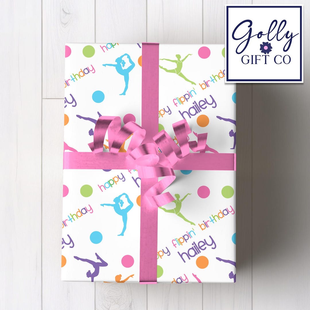 Gymnastics Birthday Gift Wrap / Girls Gymnastics Themed Wrapping Paper ...