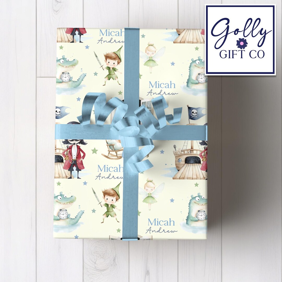 Personalized Peter Pan Wrapping Paper - Your Name Baby or Child's ...
