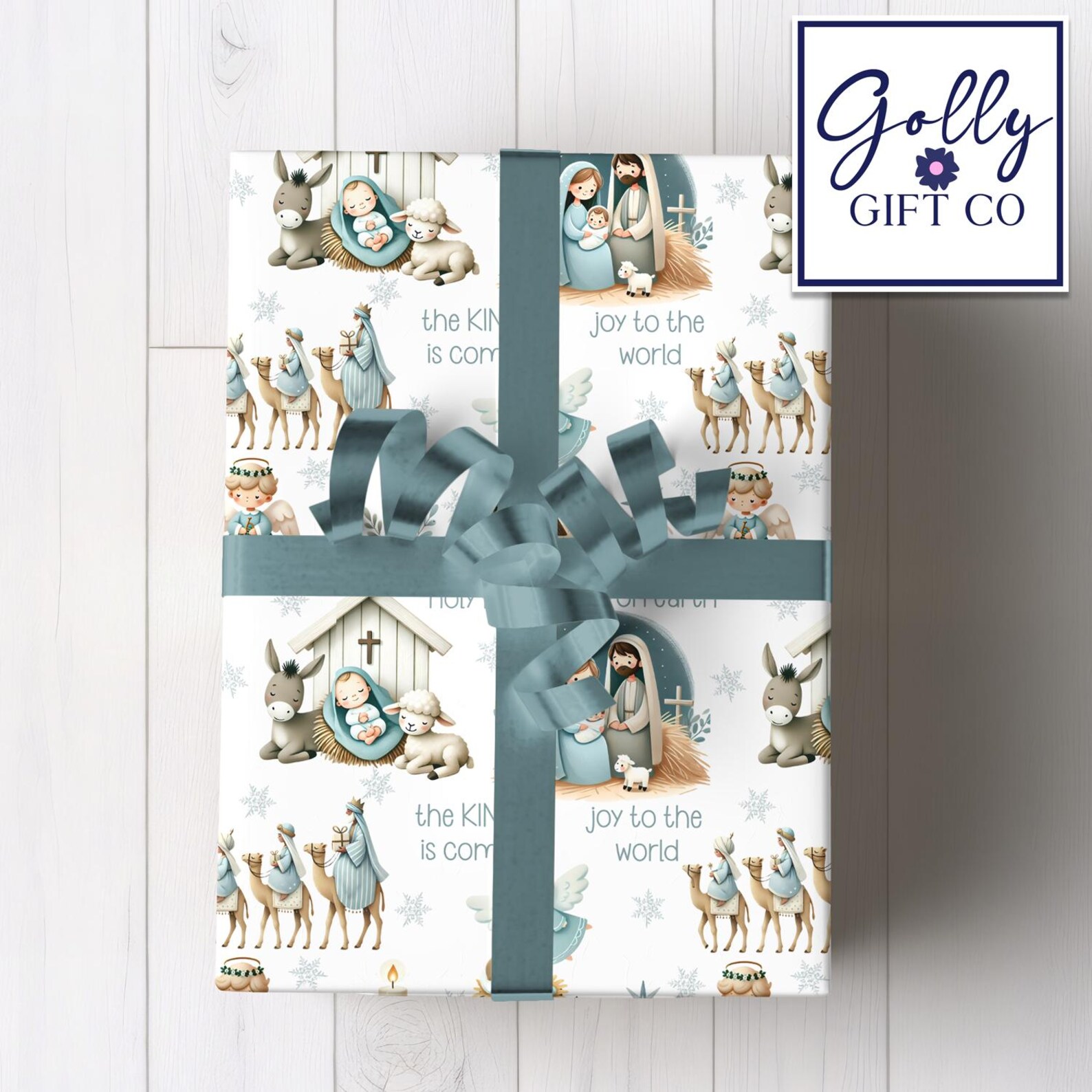Cute Nativity Christmas Gift Wrap / Jesus' Birth Themed Wrapping Paper ...