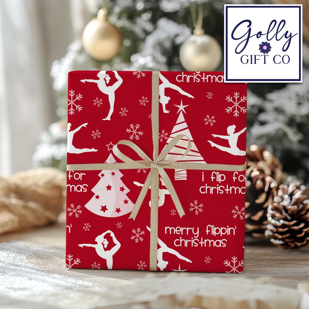 Gymnastics Christmas Gift Wrap / Girls Gymnastics Themed Wrapping Paper ...