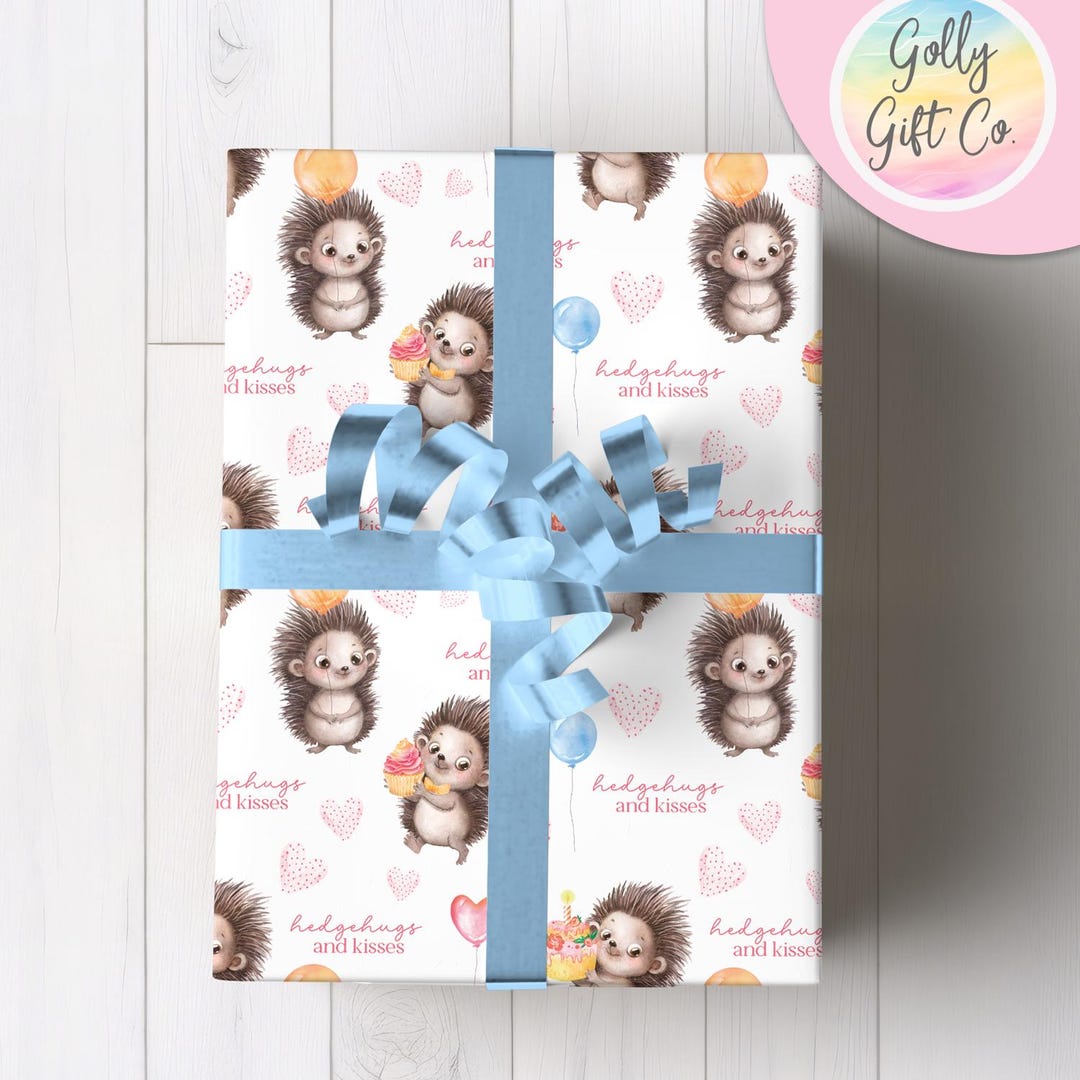 Hedgehugs and Kisses Wrapping Paper Gift Wrap Hedgehog Any Occasion ...